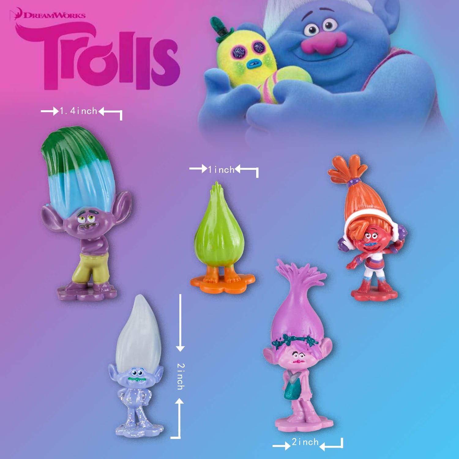 Dumyah: Trolls DreamWorks with Tiny Dancers Figures, 5 Characters 5 ...